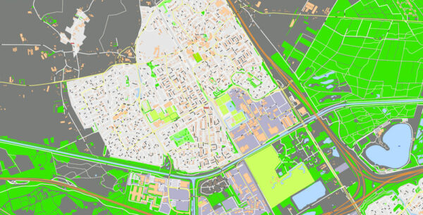 Eindhoven Map Netherlands Printable Vector, exact detailed City Plan ...