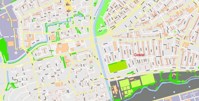 Eindhoven Map Netherlands Printable Vector, exact detailed City Plan ...