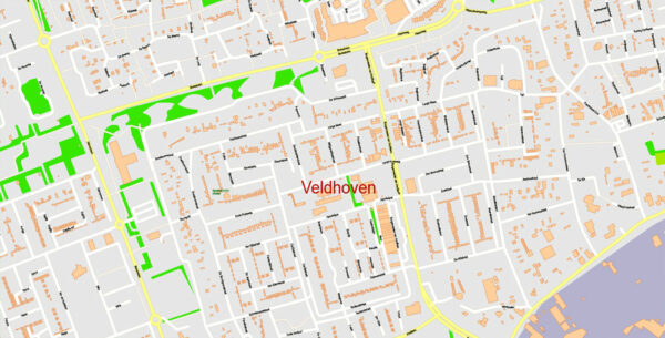 Eindhoven Map Netherlands Printable Vector, exact detailed City Plan ...