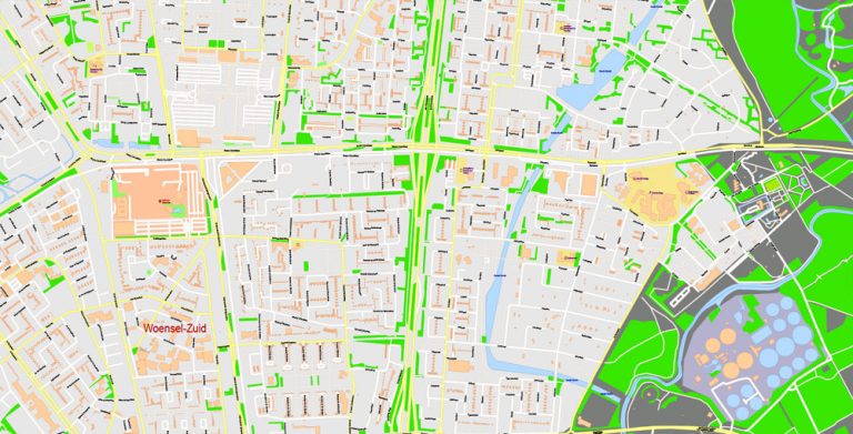 Eindhoven Map Netherlands Printable Vector, exact detailed City Plan ...