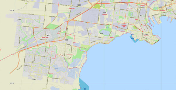 Melbourne Map PDF Vector City Plan ZIPcodes areas (POA) Street Map
