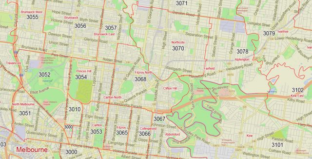Melbourne Map PDF Vector Australia exact City Plan all ZIPcodes areas ...