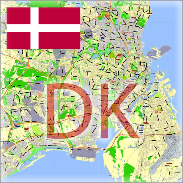 Denmark cities and country vector maps: PDF and Adobe Illustrator