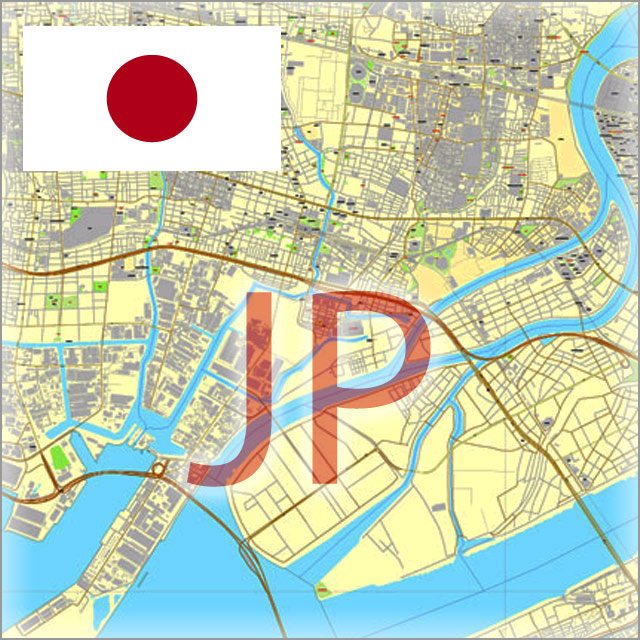 Japan cities vector maps: PDF and Adobe Illustrator