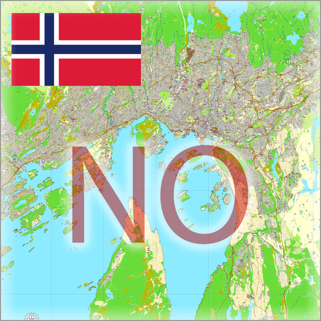 Norway cities and country vector maps: PDF and Adobe Illustrator