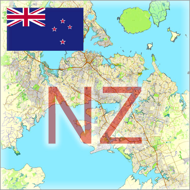 New Zealand cities vector maps: PDF and Adobe Illustrator