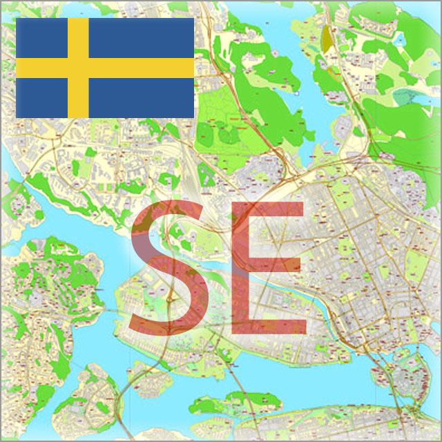 Sweden cities and country vector maps: PDF and Adobe Illustrator