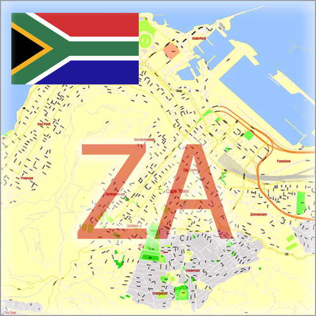 South Africa cities and country vector maps: PDF and Adobe Illustrator