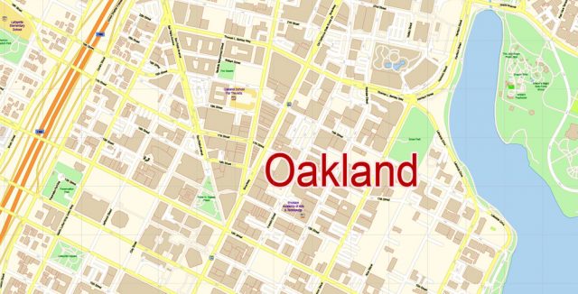 Alameda Oakland Map Vector California US extra detailed City Plan scale ...