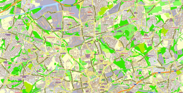 Essen PDF Map Vector Printable Germany exact City Plan scale 1:46843 ...