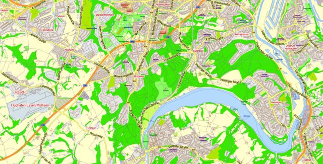 Essen PDF Map Vector Printable Germany exact City Plan scale 1:46843 ...