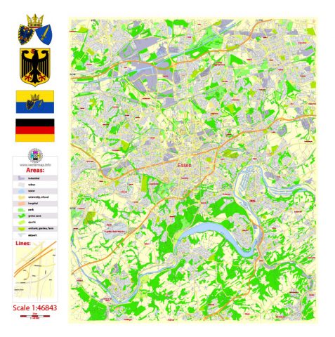 Essen Map Free Printable Vector Street Map editable City Plan – Maps in ...