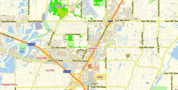 Indianapolis Map Metro Area City Plan editable Adobe Illustrator Street Map