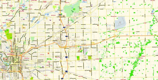 Indianapolis Indiana US Map PDF Metro Area Large exact City Plan scale ...