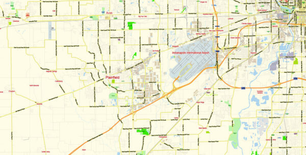 Indianapolis Map Metro Area City Plan editable Adobe Illustrator Street Map