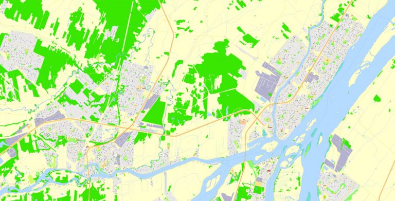 Montreal Map Grande Area Printable exact vector City Plan low and high ...