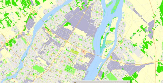 Montreal Map Grande Area Printable exact vector City Plan low and high ...