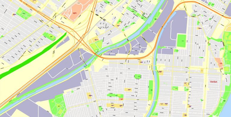 Montreal Map Grande Area Printable exact vector City Plan low and high ...