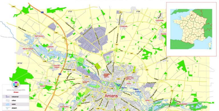Amiens Vector Map France exact City Plan scale 1:48419 editable Adobe ...