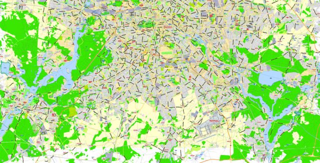 Berlin Map Vector Germany Printable exact City Plan scale 1:45731 ...