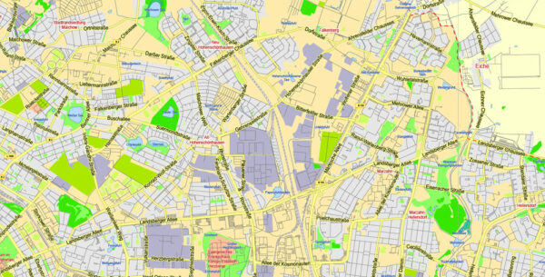 Berlin PDF Map Vector Germany Printable exact City Plan scale 1:45731 ...