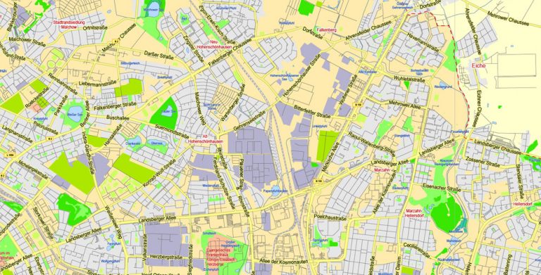 Berlin Map Vector Germany Printable exact City Plan scale 1:45731 ...