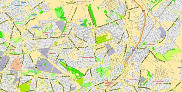 Berlin PDF Map Vector Germany Printable exact City Plan scale 1:45731 ...