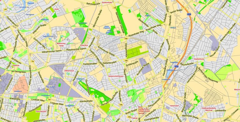 Berlin Map Vector Germany Printable exact City Plan scale 1:45731 ...