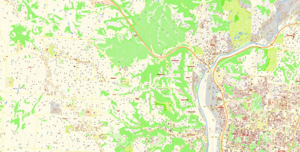 Cincinnati PDF Map Vector Ohio US extra detailed City Plan scale 1:3664 ...