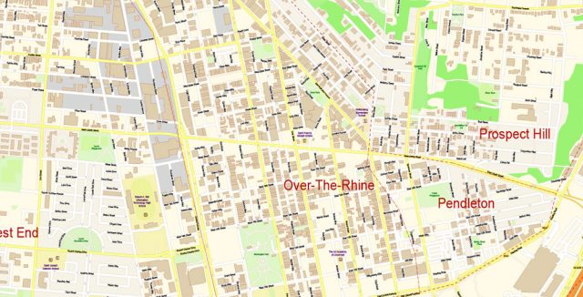 Cincinnati PDF Map Vector Ohio US extra detailed City Plan scale 1:3664 ...
