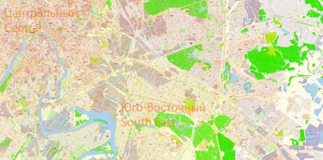Москва Moscow Map Vector Russia English names exact extra detailed City ...