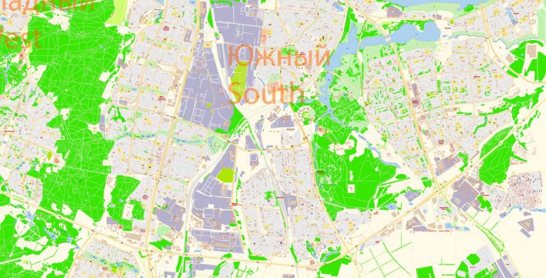 Москва Векторная Карта (рус. яз.) Moscow Россия, редактируемая ...