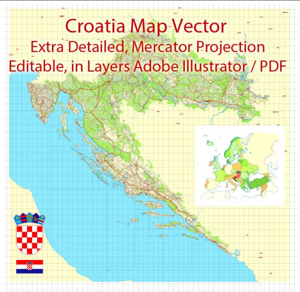 Croatia Vector Maps Adobe Illustrator, PDF, CDR – Maps in Vector ...