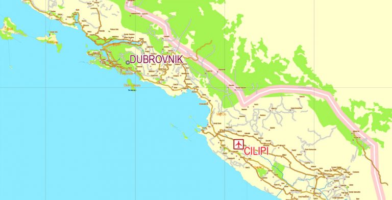 Croatia PDF Map Vector exact extra detailed Country 01 Plan Printable ...