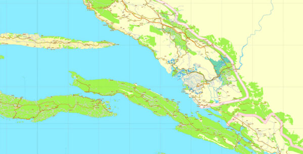 _Croatia Map Vector exact extra detailed Country 01 Plan Printable Road ...
