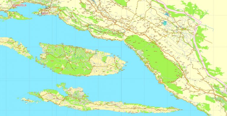 Croatia Map Vector exact extra detailed Country 01 Plan Printable Road ...