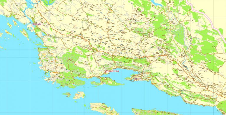 Croatia PDF Map Vector exact extra detailed Country 01 Plan Printable ...