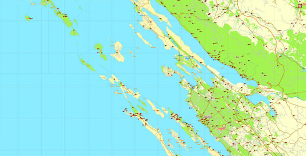 Croatia PDF Map Vector exact extra detailed Country 01 Plan Printable ...