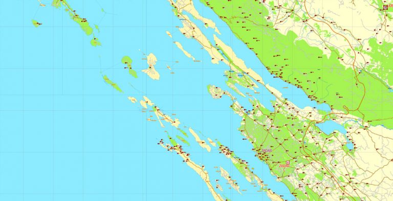 Croatia PDF Map Vector exact extra detailed Country 01 Plan Printable ...