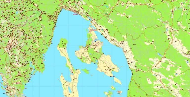Croatia PDF Map Vector exact extra detailed Country 01 Plan Printable ...