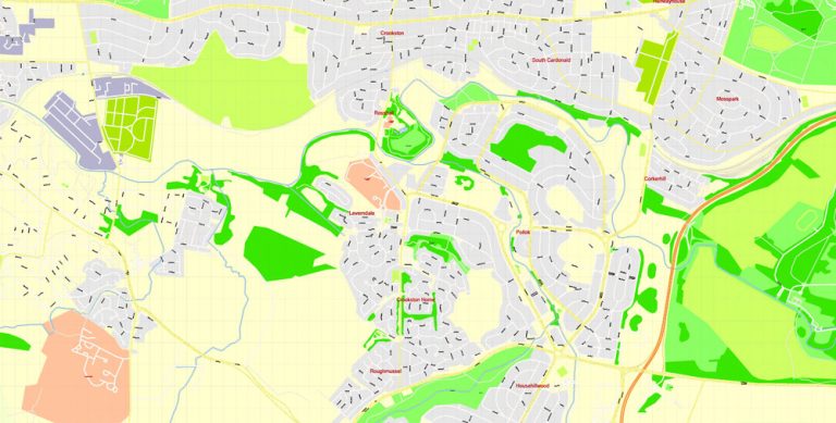 Glasgow Map Vector Scotland UK Printable exact Detailed City Plan scale ...