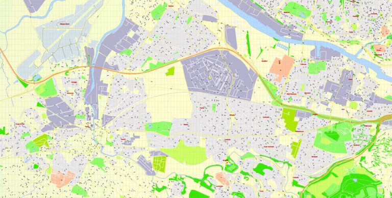 Glasgow Map Vector Scotland UK Printable exact Detailed City Plan scale ...