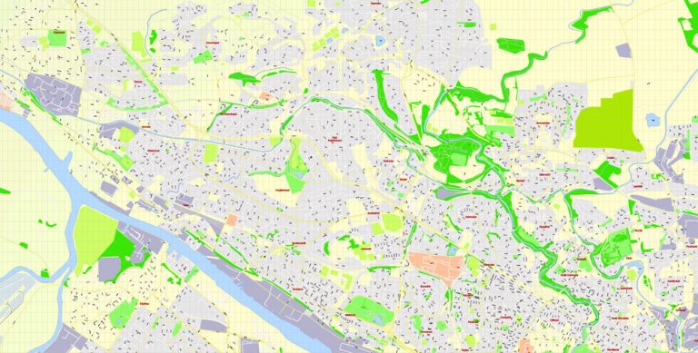 Glasgow Map Vector Scotland UK Printable exact Detailed City Plan scale ...