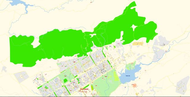 Islamabad + Rawalpindi PDF Map Vector Pakistan EN detailed City Plan ...