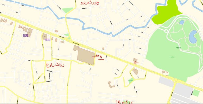 Islamabad + Rawalpindi PDF Map Vector Pakistan EN detailed City Plan ...