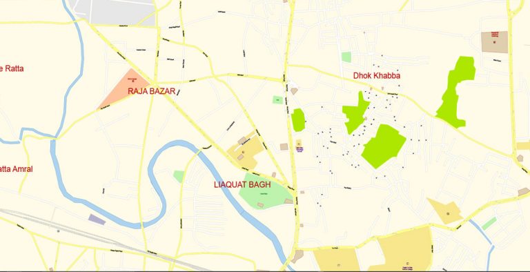 Islamabad + Rawalpindi Map Vector Pakistan EN detailed City Plan ...