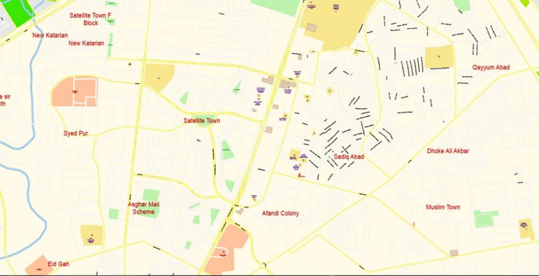 Islamabad + Rawalpindi Map Vector Pakistan EN detailed City Plan ...