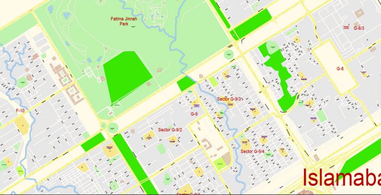 Islamabad + Rawalpindi Map Vector Pakistan EN detailed City Plan ...