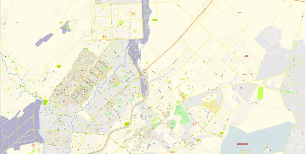 Karachi Map Vector Pakistan EN detailed City Plan scale 1:4254 full ...