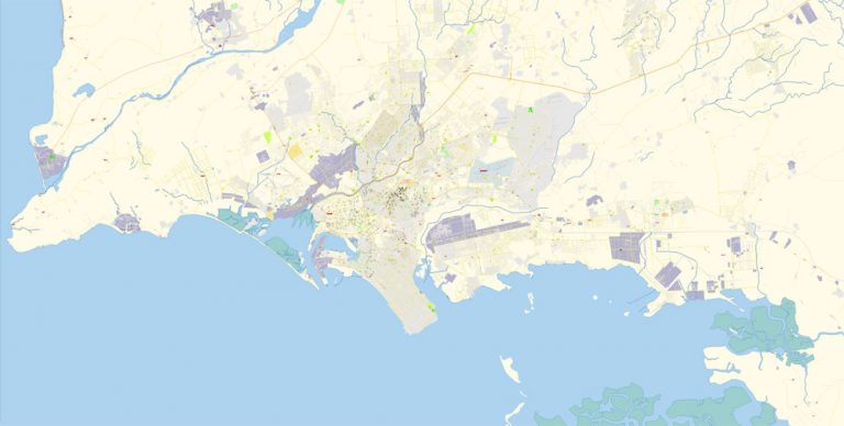 Karachi Map Vector Pakistan EN detailed City Plan scale 1:4254 full ...